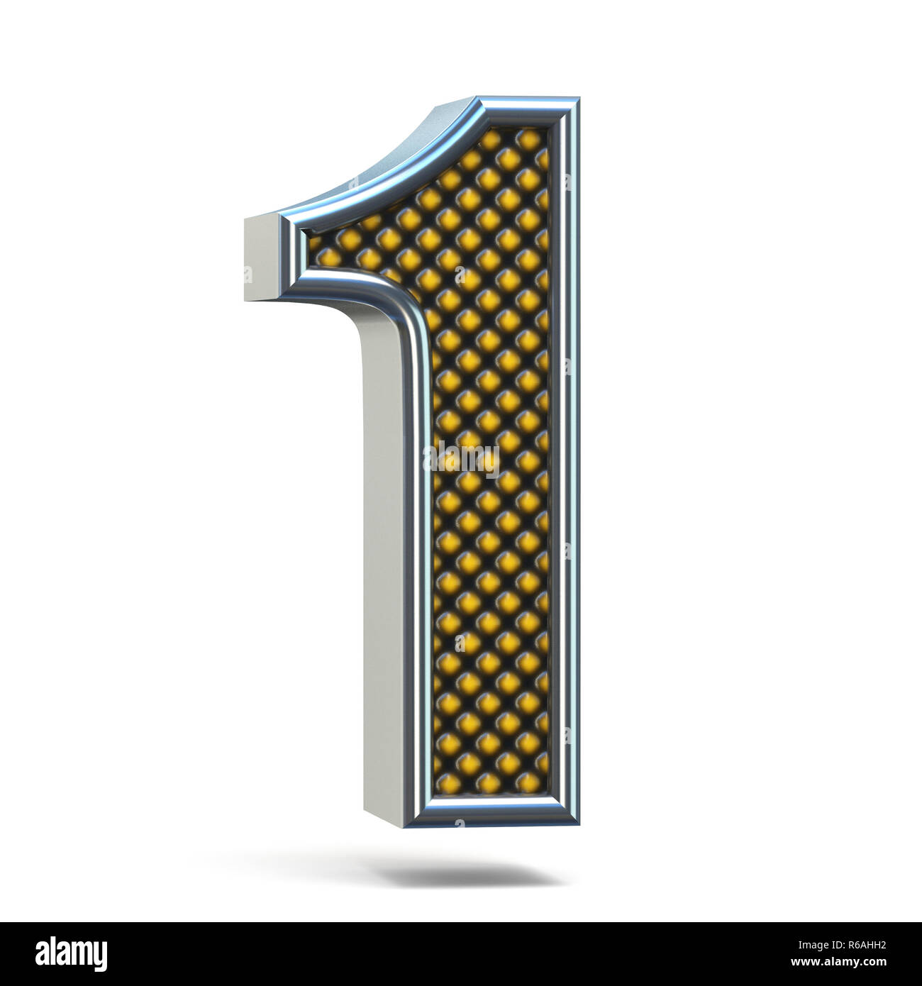 Chrome metal orange dotted font Number ONE 1 3D Stock Photo - Alamy