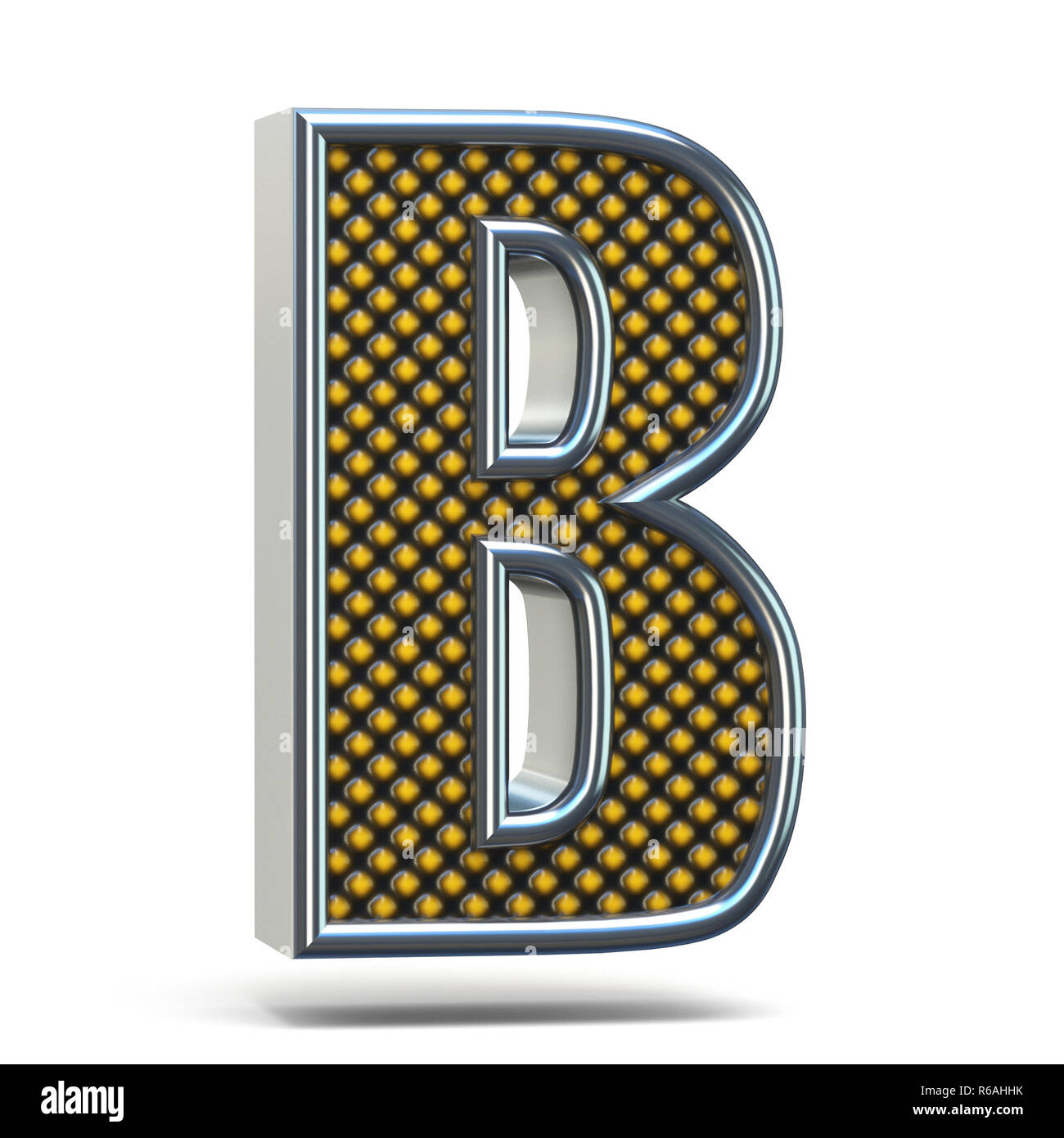 Chrome metal orange dotted font Letter B 3D Stock Photo - Alamy