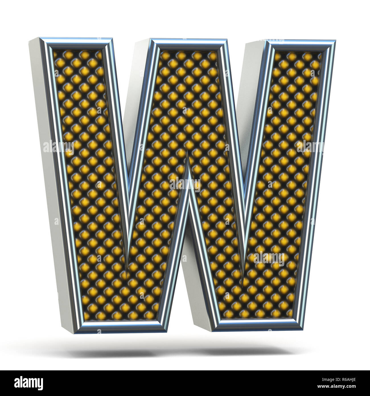 Chrome metal orange dotted font Letter W 3D Stock Photo - Alamy