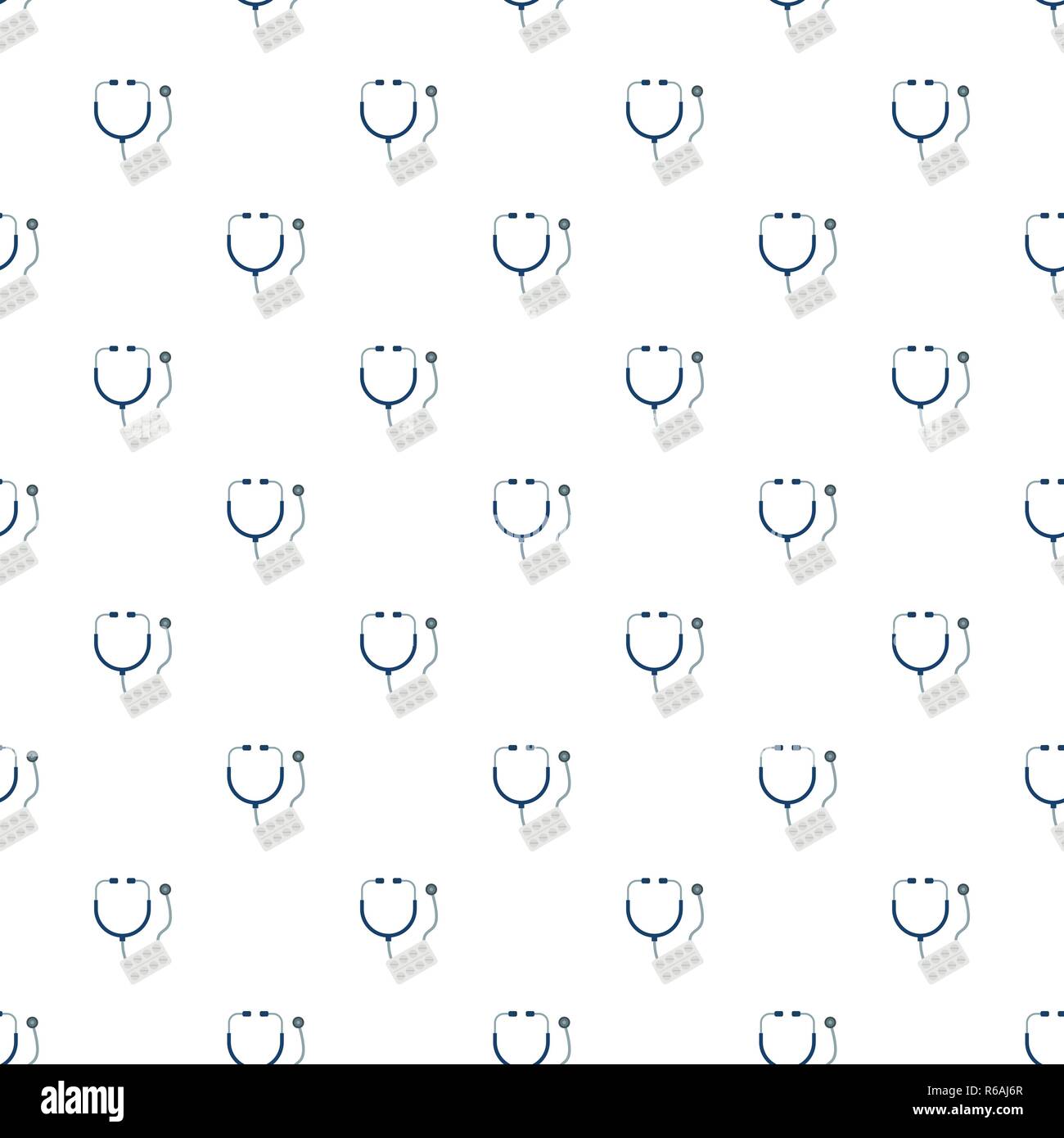 Stethoscope and pill pattern seamless vector repeat for any web design ...