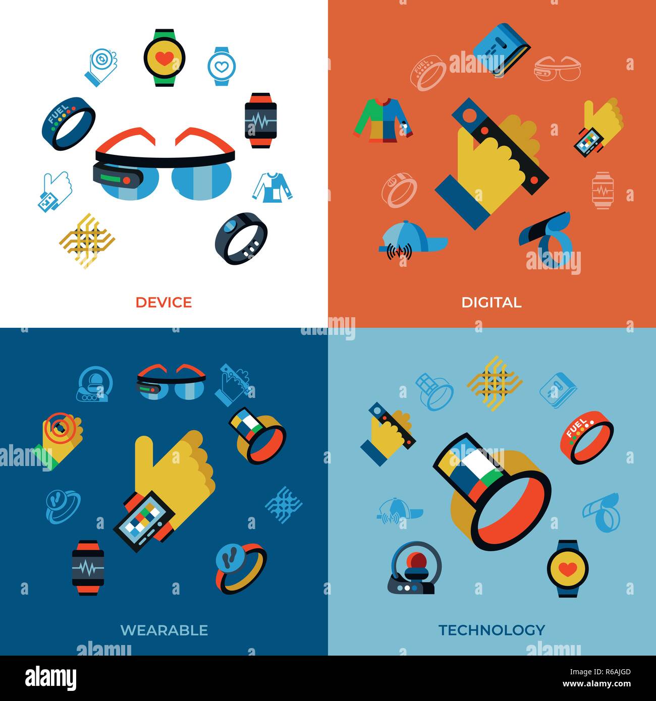 Digital vector wearable technology icons set infographics Stock Vector ...