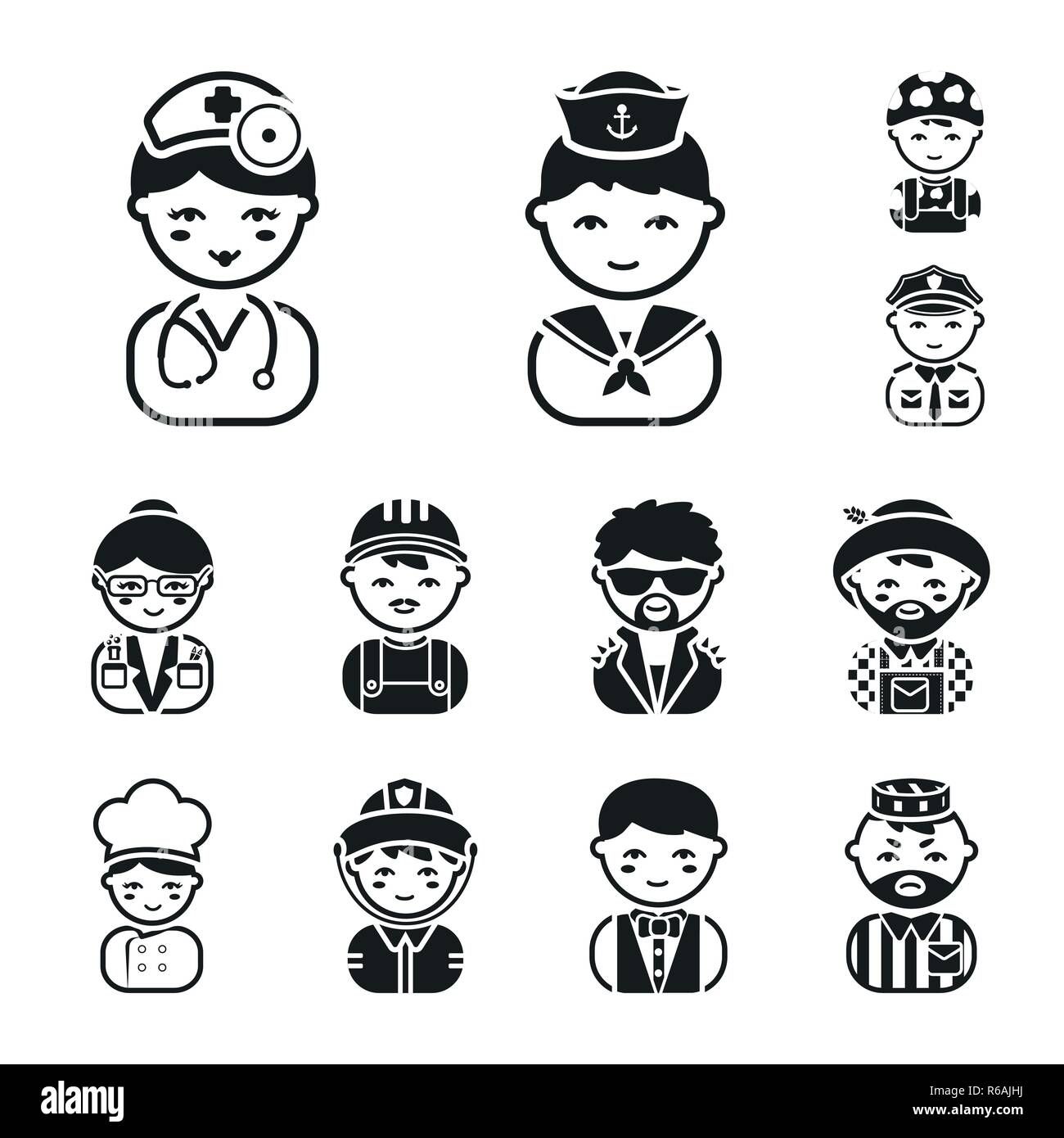 People of different professions black icons in set collection for ...
