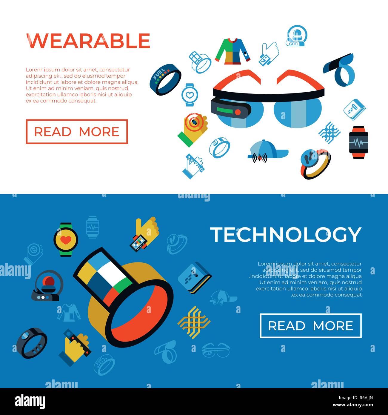 Digital vector wearable technology icons set infographics Stock Vector ...