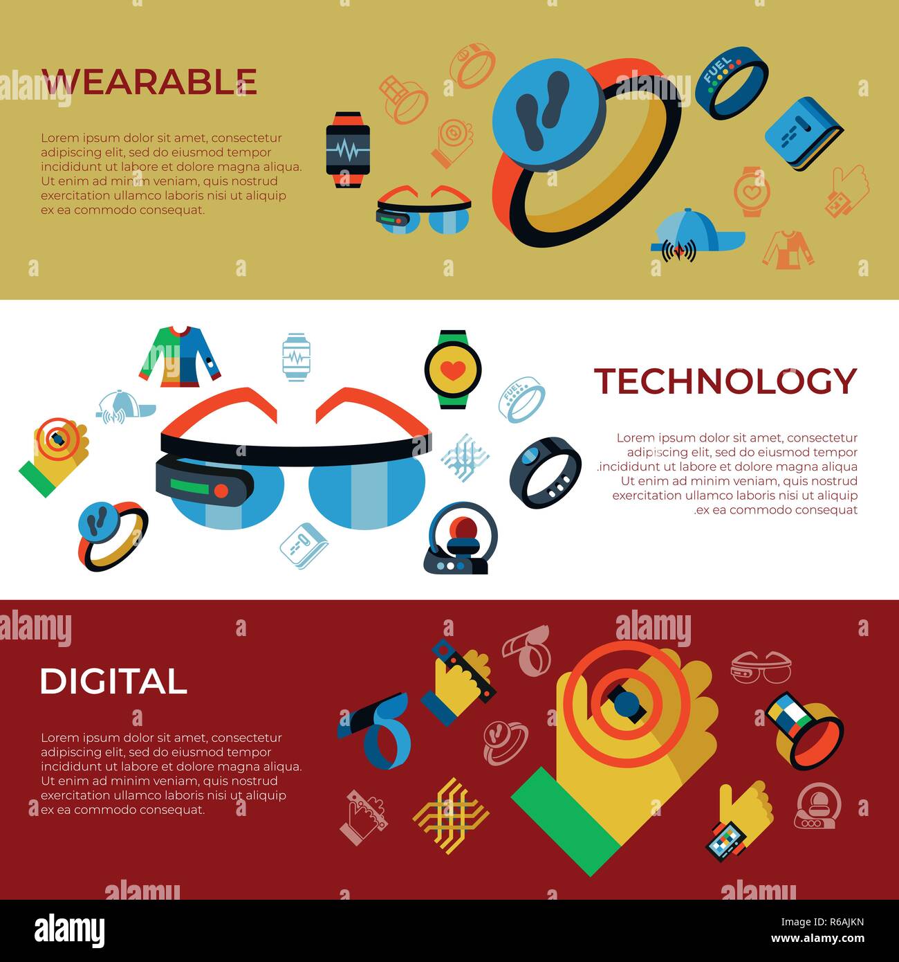 Digital vector wearable technology icons set infographics Stock Vector ...