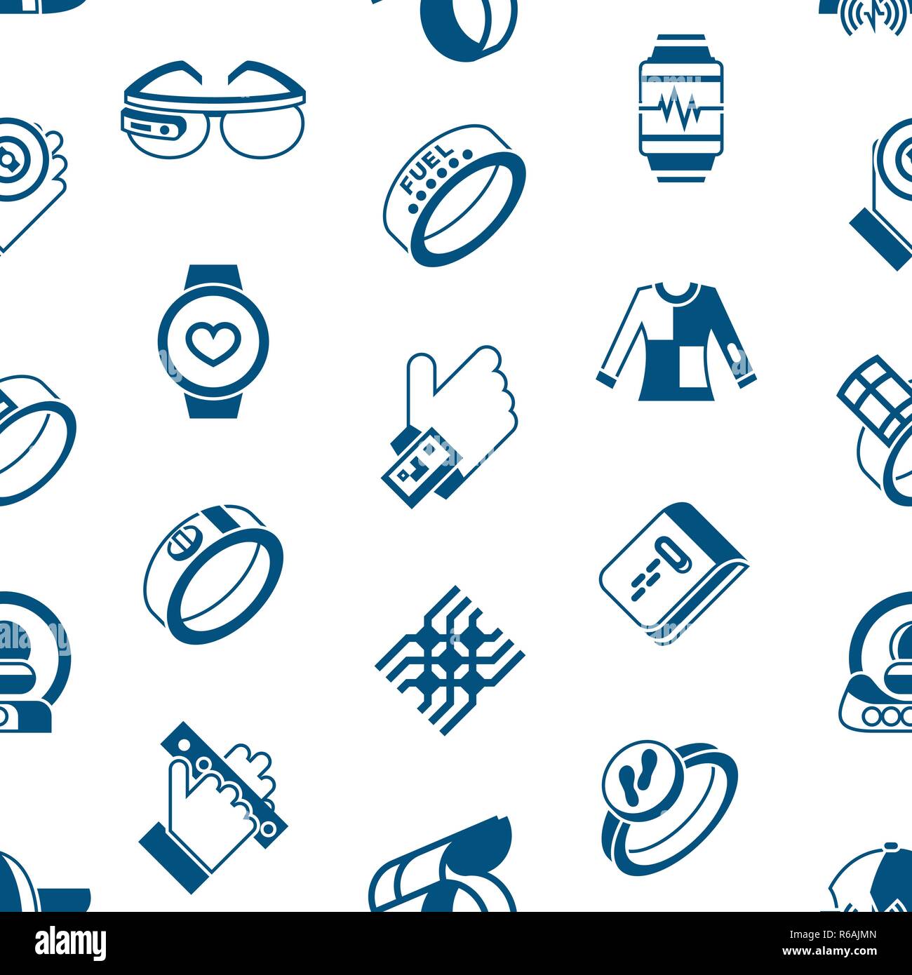 Digital vector wearable technology icons set infographics, seamless ...