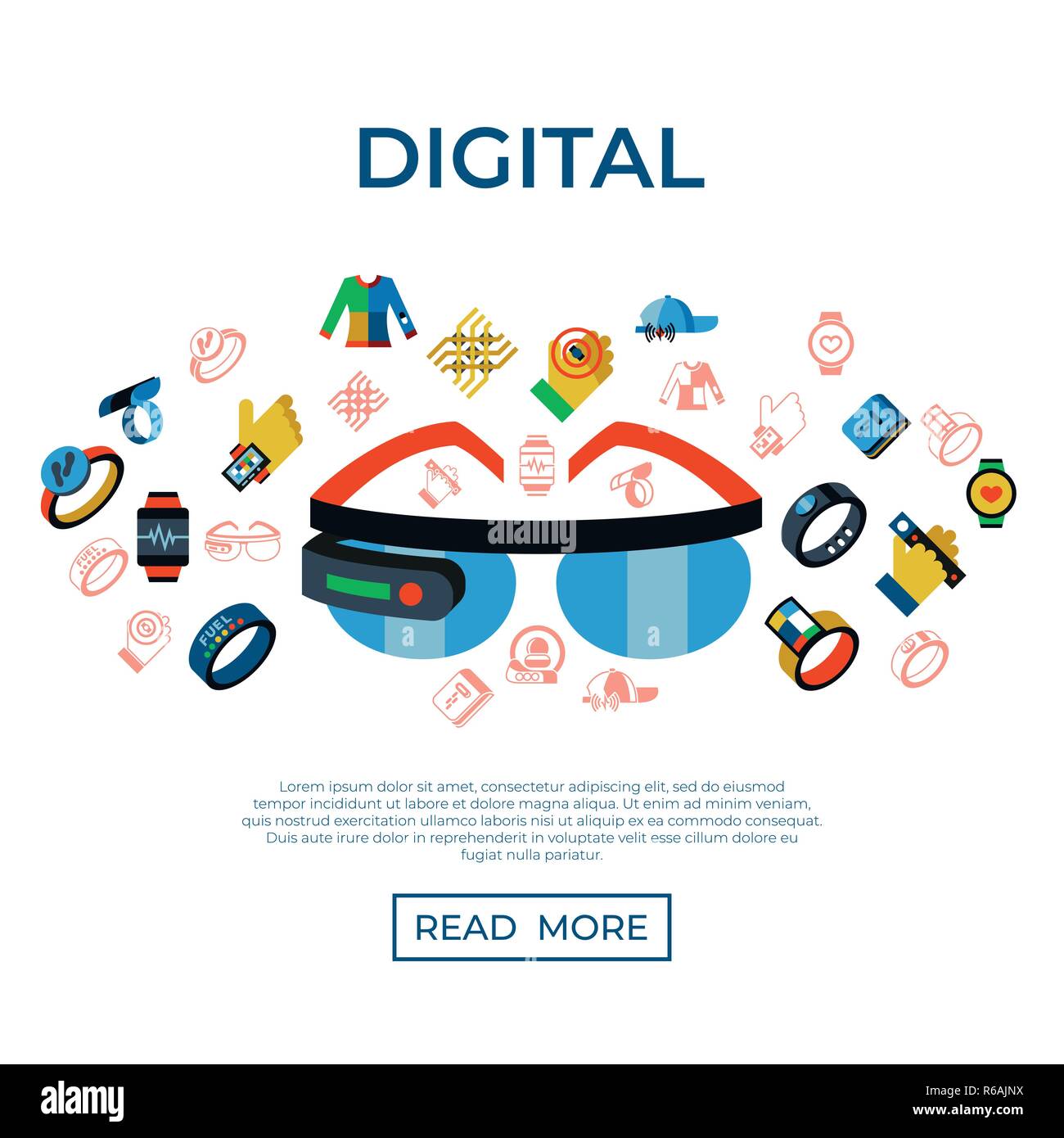 Digital vector wearable technology icons set infographics Stock Vector ...