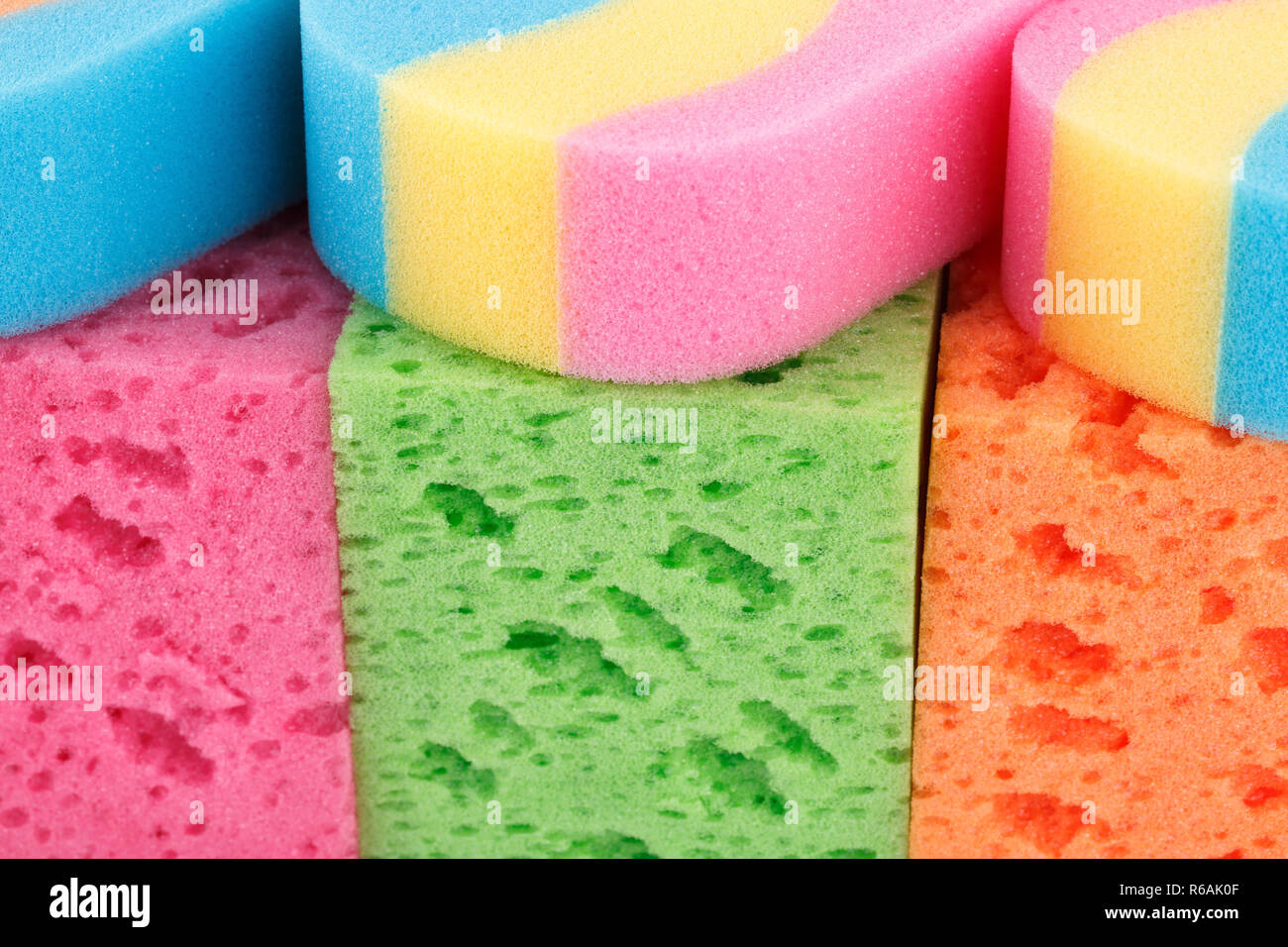 Colorful sponges closeup picture Stock Photo - Alamy