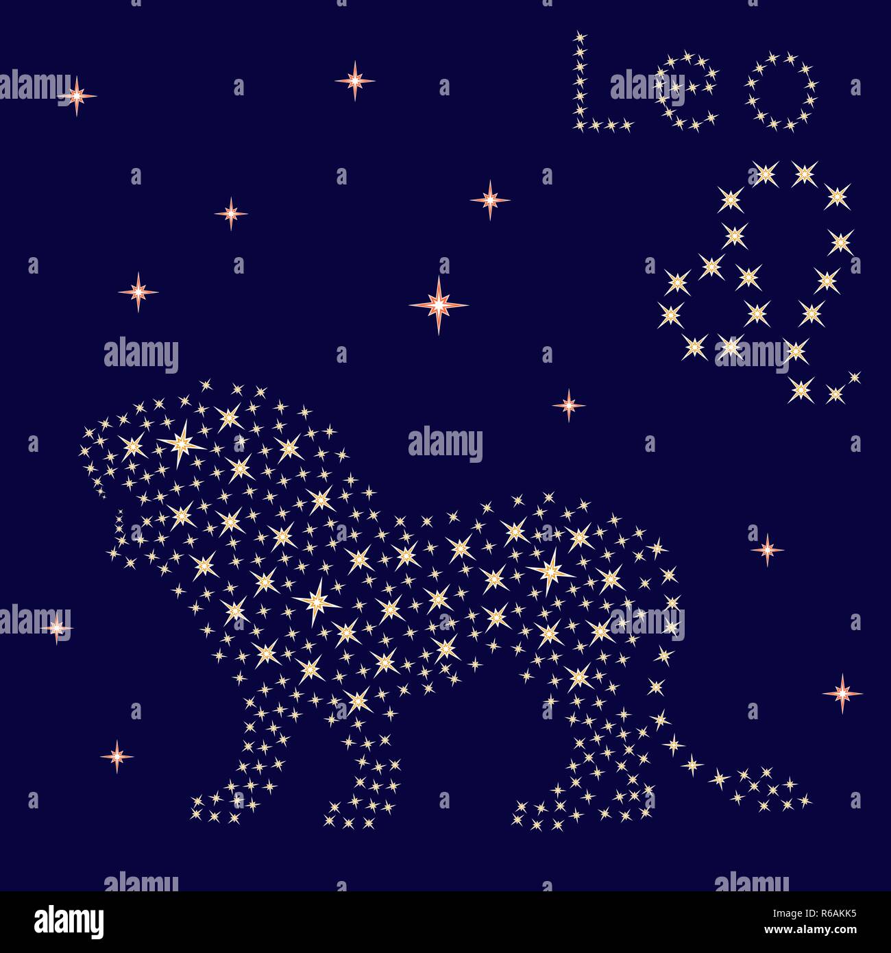 Zodiac sign Leo on a background of the starry sky, vector illustration ...