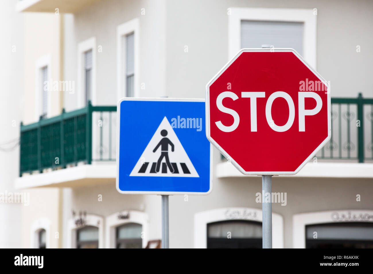 Stop Sign In Front Of Crosswalk, Traffic Safety For Pedestrians ...