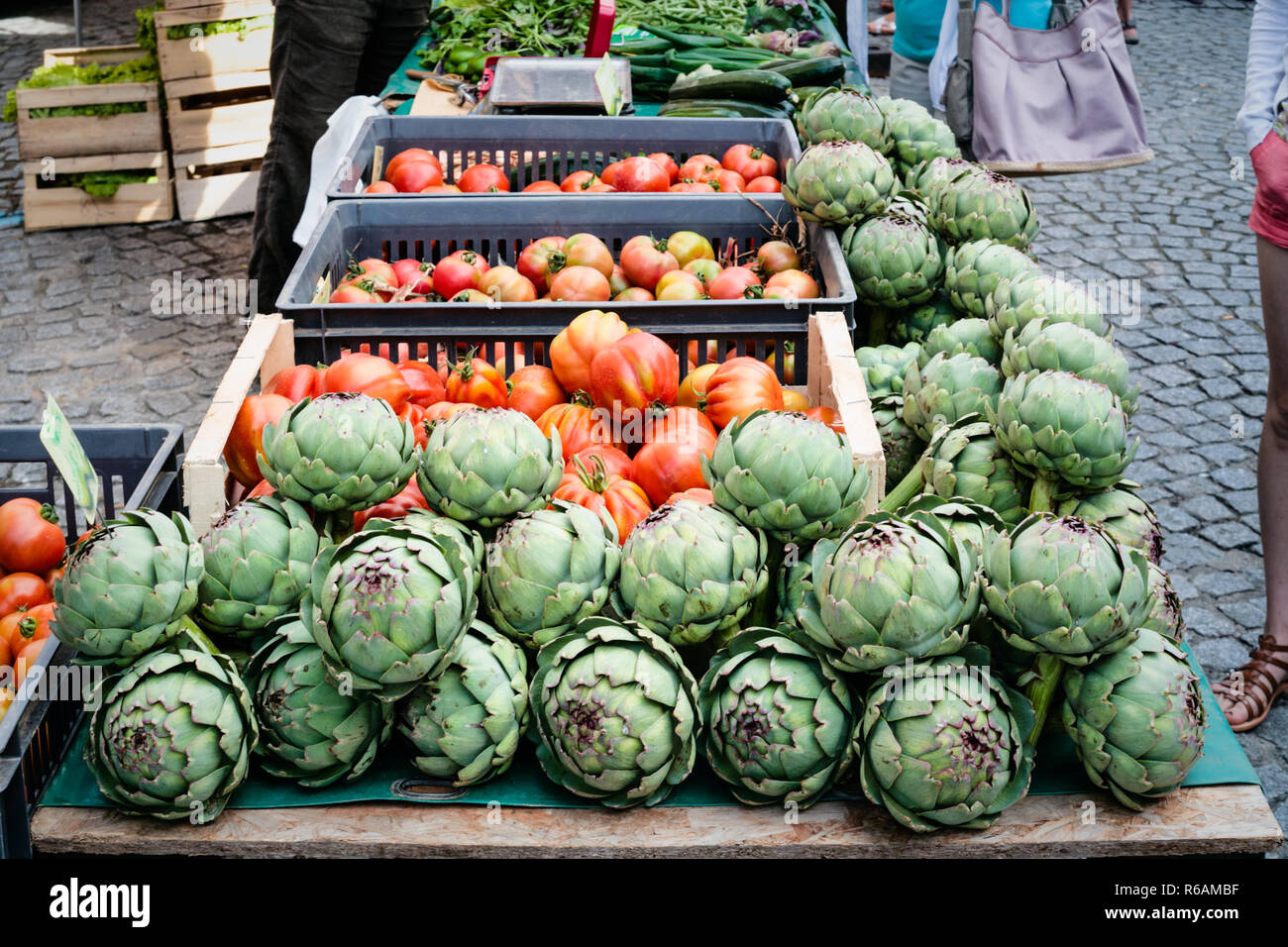 fresh local vegetables on street market Stock Photo - Alamy