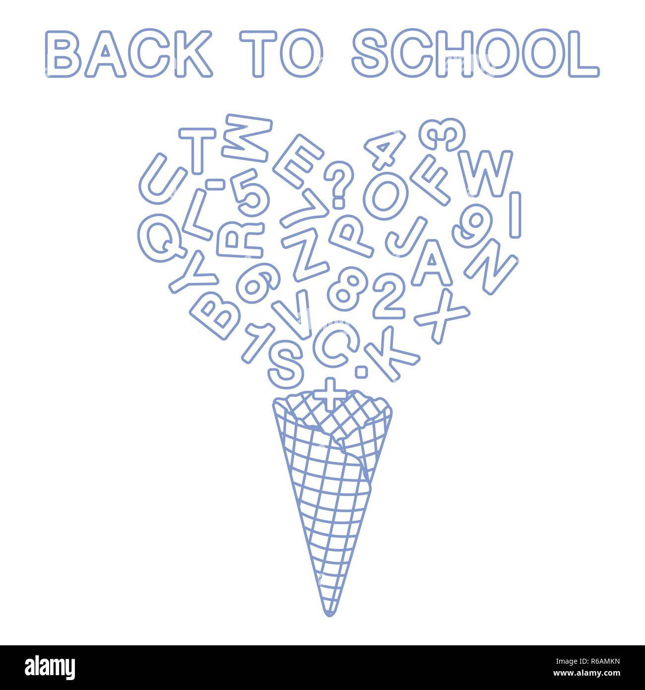 Back to school. Vector illustration with ice cream cone, letters ...