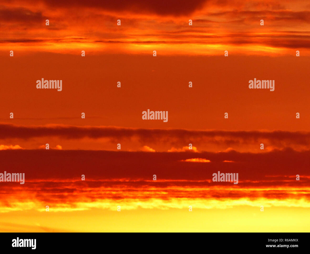 Fire Red Sky At Sunrise Stock Photo - Alamy