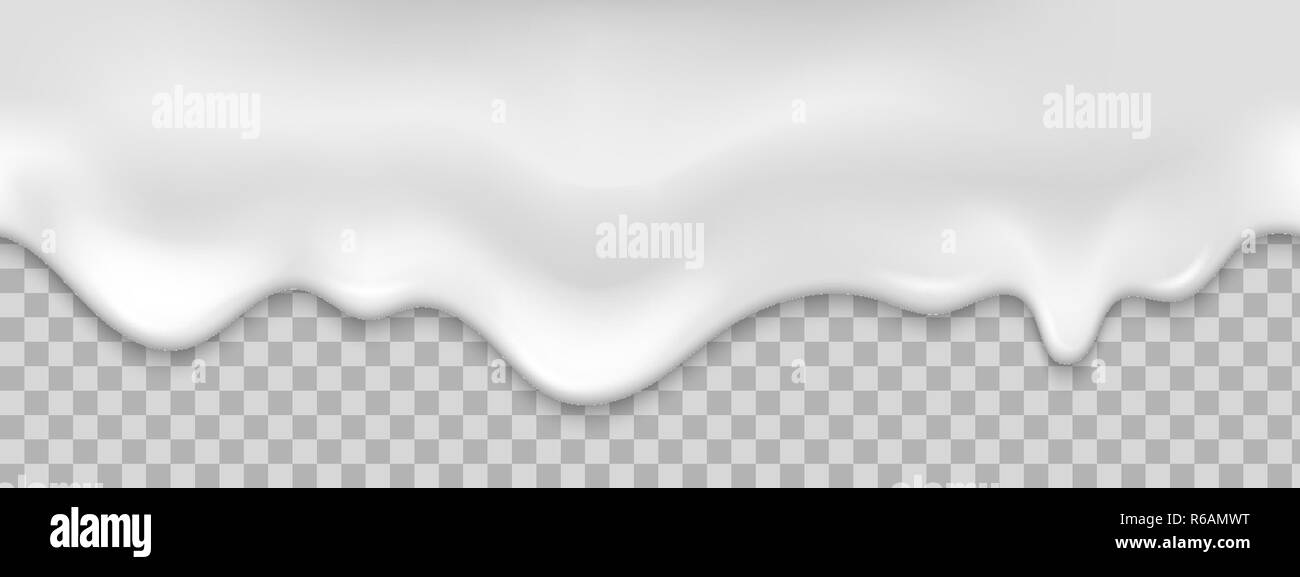 Seamless white creamy drips. Realistic vector illustration Stock Vector ...