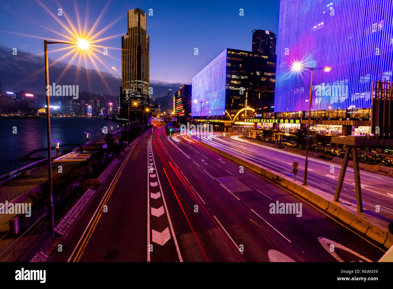 Tsim Sha Tsui, Hong Kong - November 30, 2018 : Hong Kong Business District at Night with Light ...