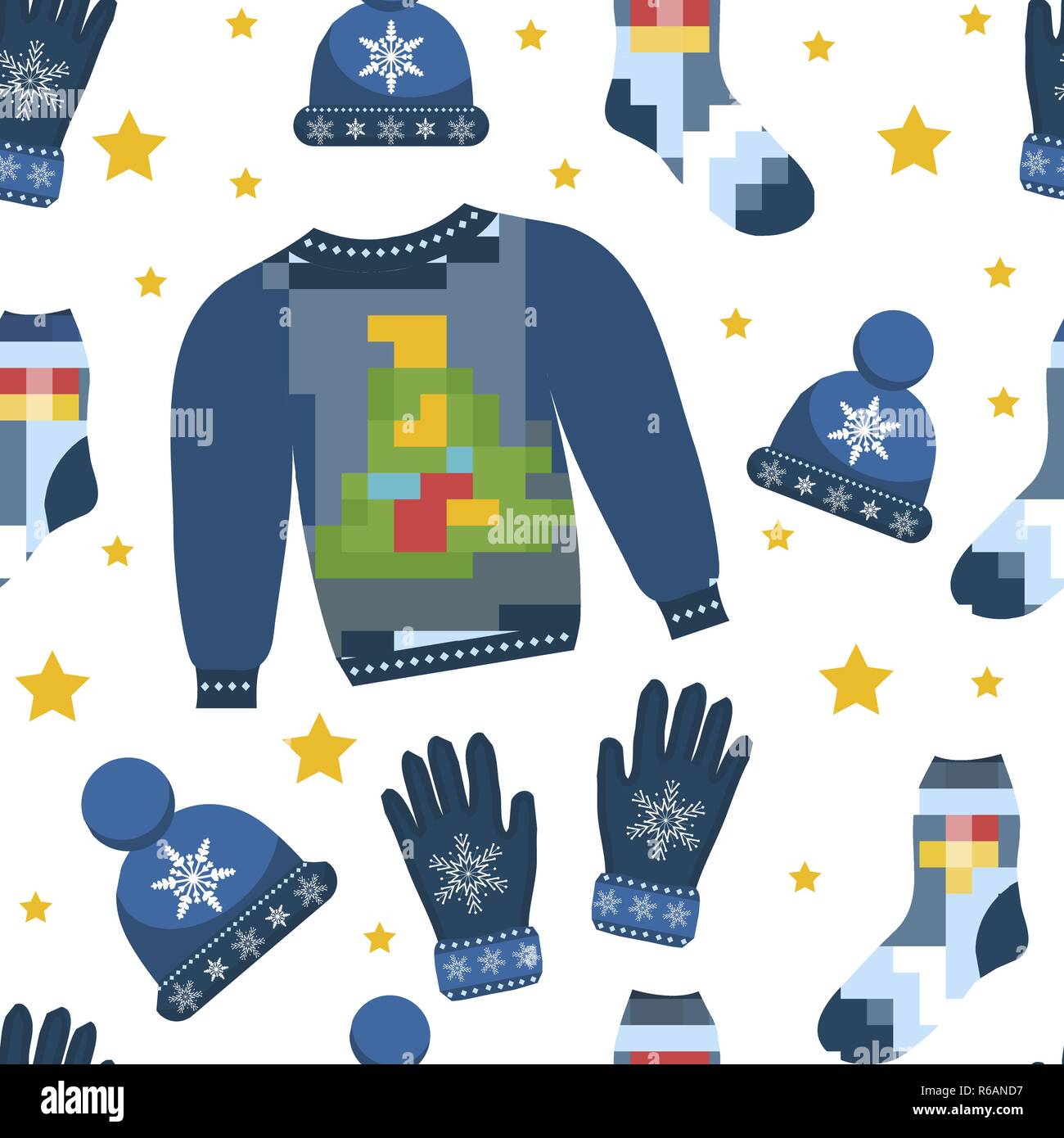 Holiday Christmas seamless pattern. Winter clothes endless texture ...