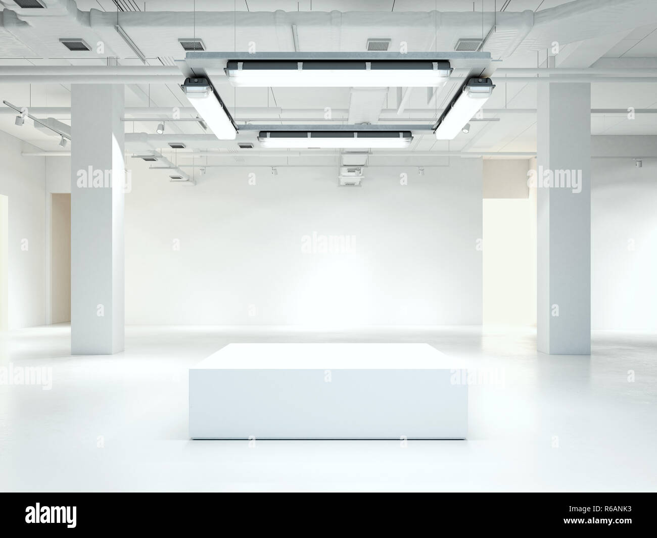 Modern clean loft gallery interior. 3d rendering Stock Photo - Alamy