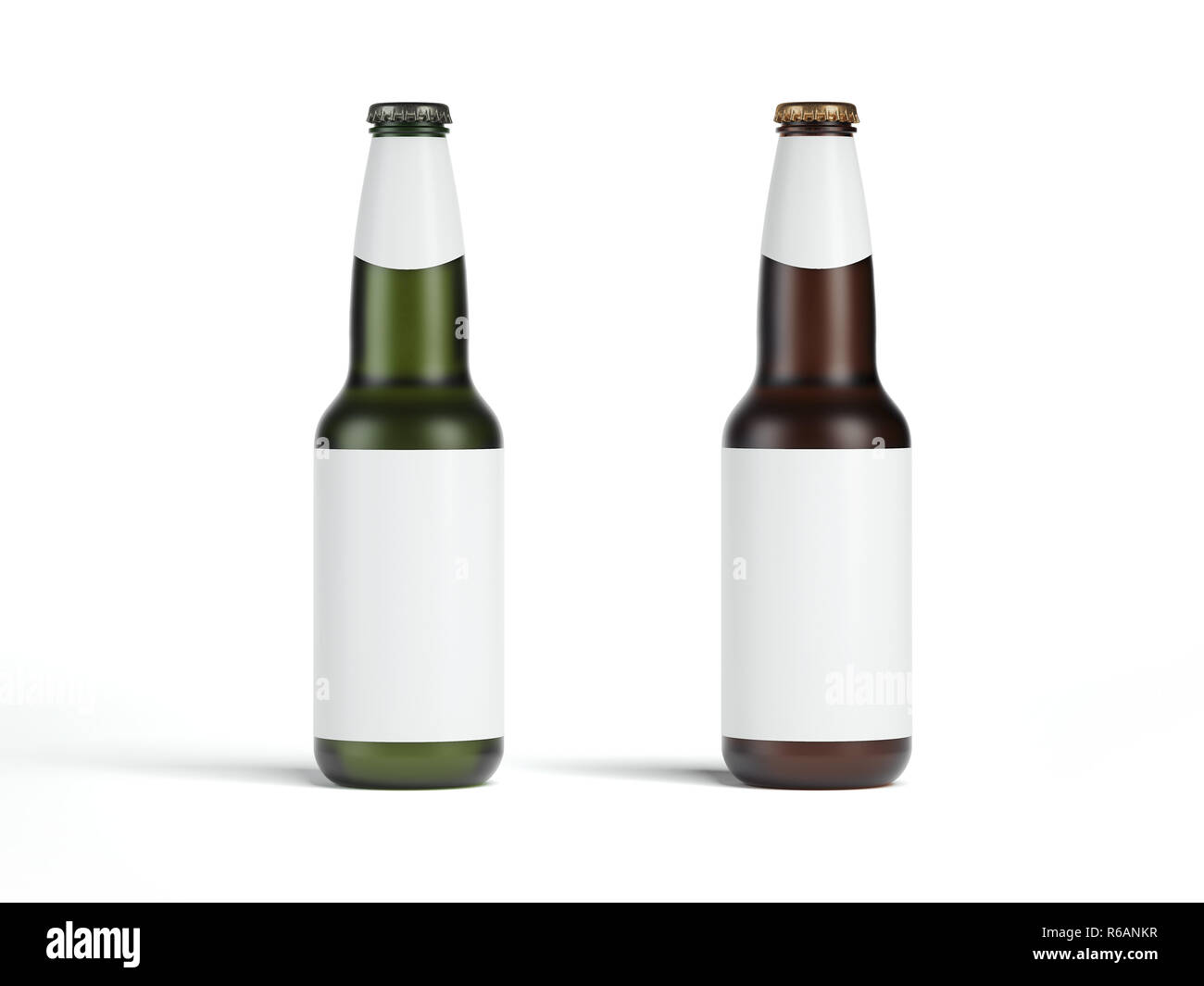 Two beer bottles with blank label. 3d rendering Stock Photo - Alamy