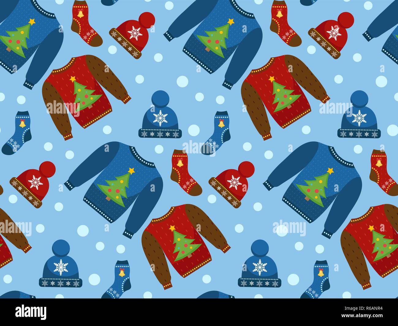 Holiday Christmas seamless pattern. Winter clothes endless texture ...