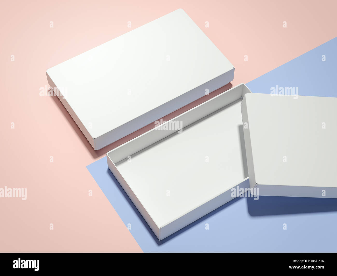 Two white boxes . 3d rendering Stock Photo - Alamy