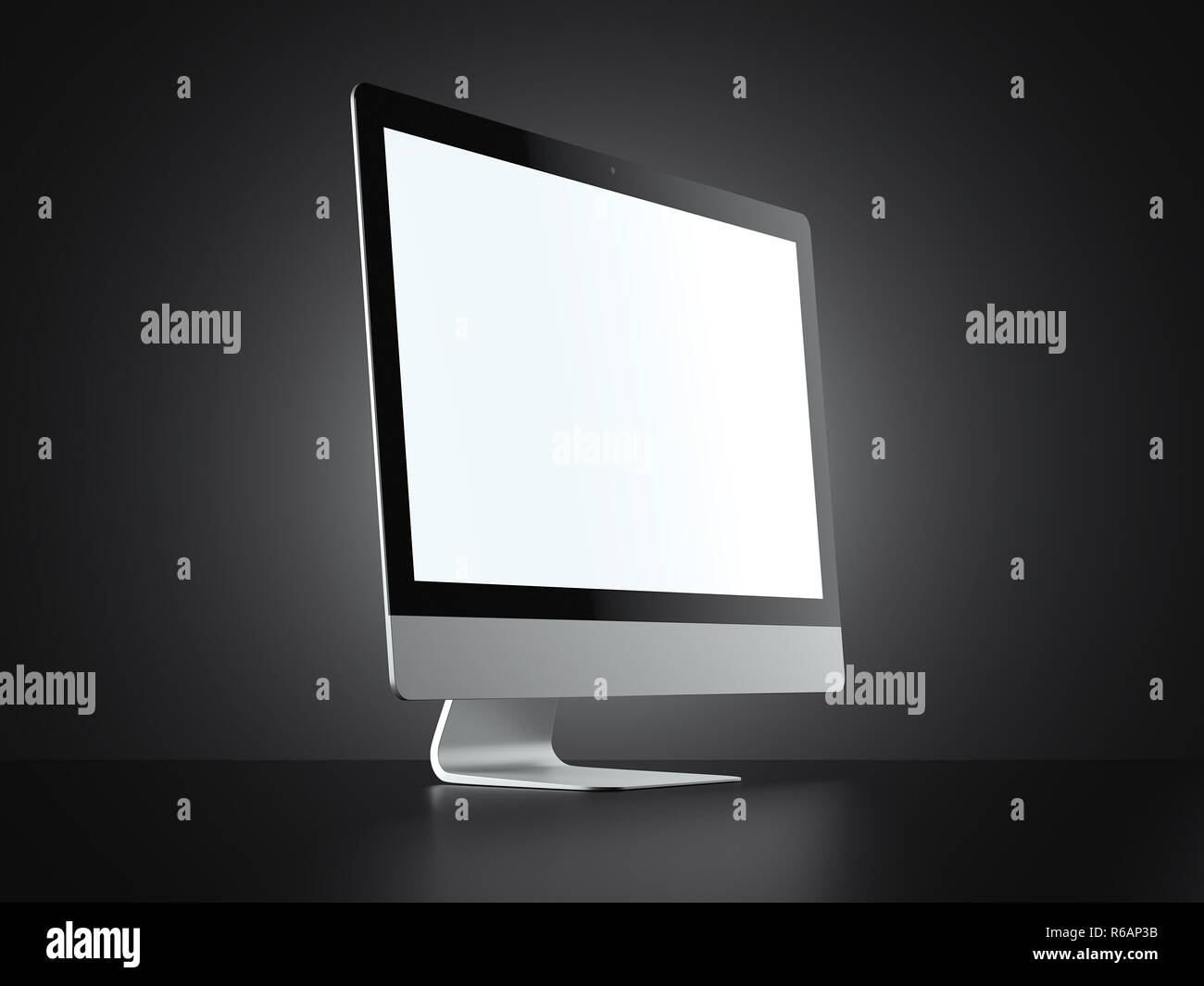 Modern computer isolated on black background. 3d rendering Stock Photo ...