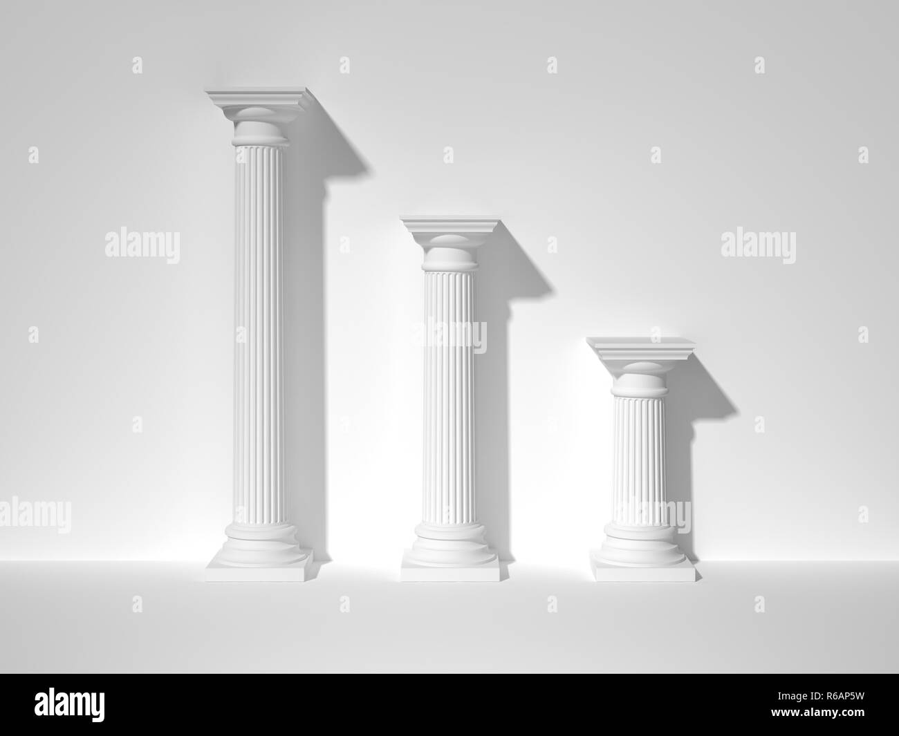 Three white greek columns. 3d rendering Stock Photo - Alamy
