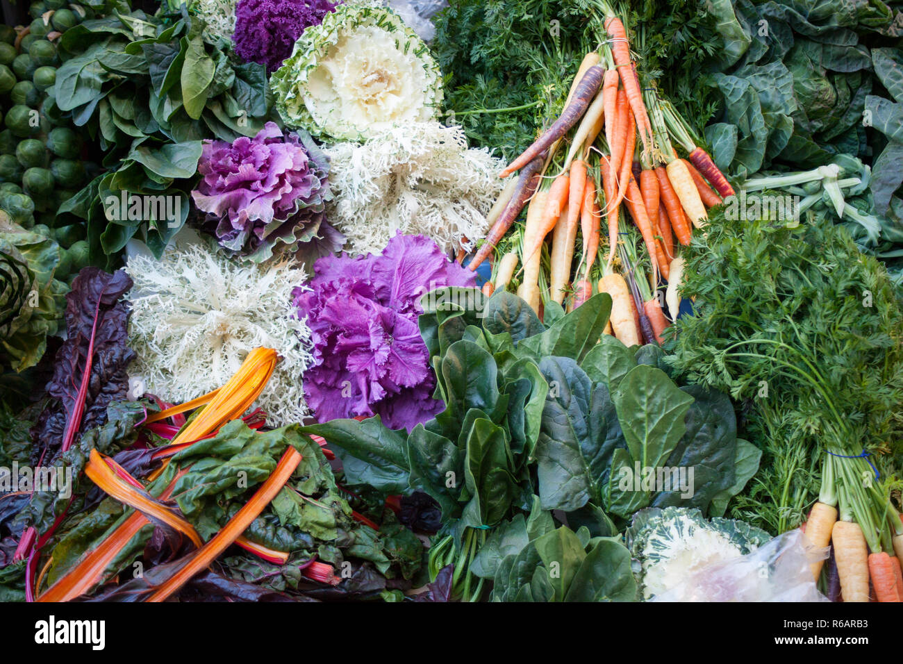 Assortment of fresh fruits and vegetables on the market Stock Photo - Alamy