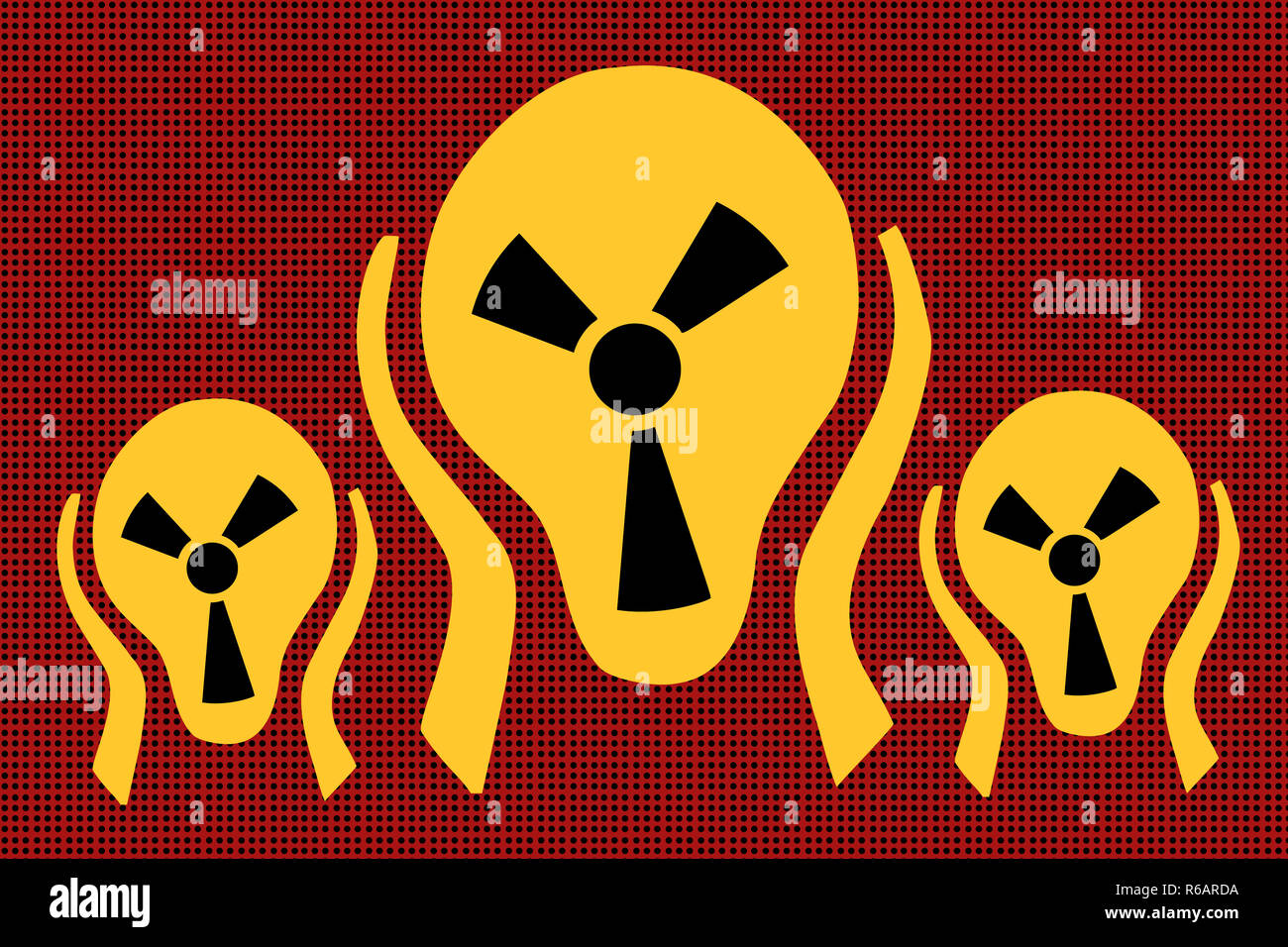 Caution radiation, scream terror fear Stock Photo - Alamy