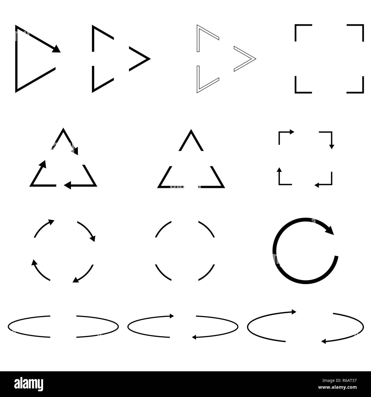 Thin arrows Circle triangle square shapes Stock Photo - Alamy