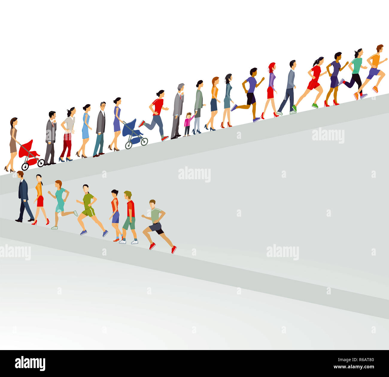 large group is going up,illustration Stock Photo - Alamy
