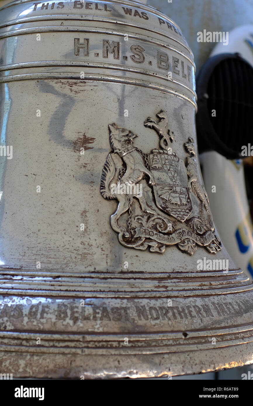HMS Belfast Ships bell- London UK Stock Photo - Alamy