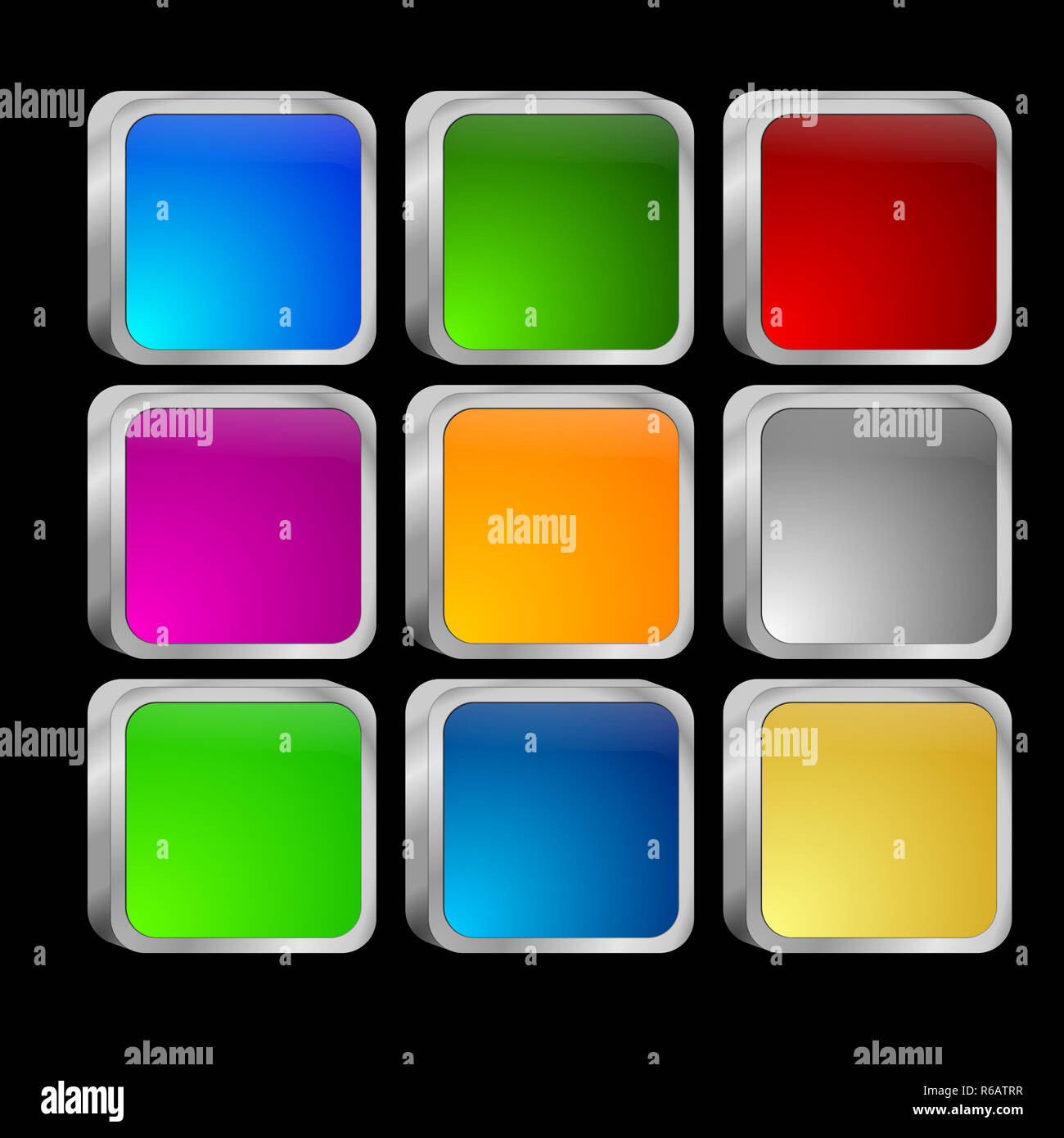 colorful App set on black background - 3D illustration Stock Photo - Alamy