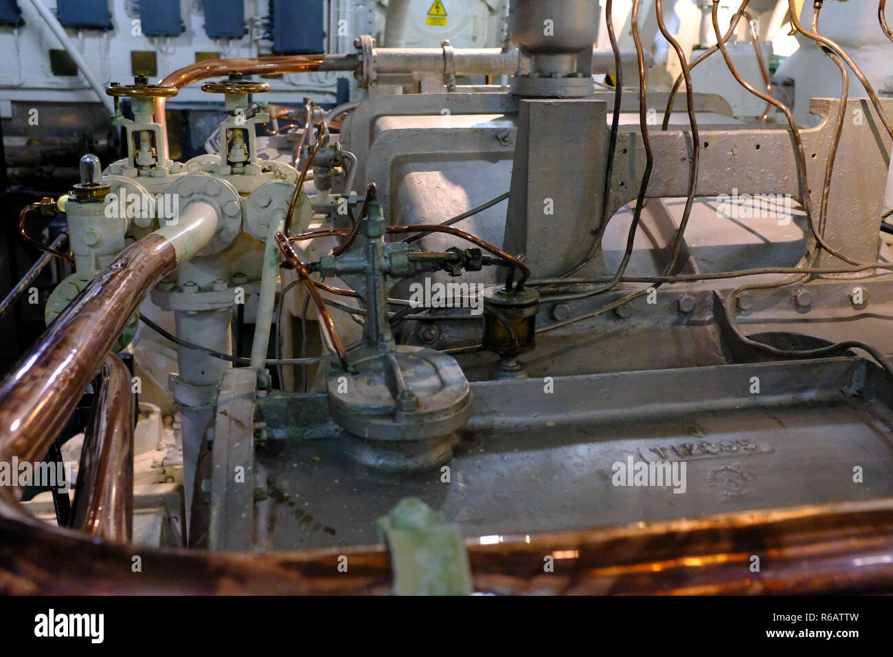 Engine room on HMS Belfast - London UK Stock Photo - Alamy