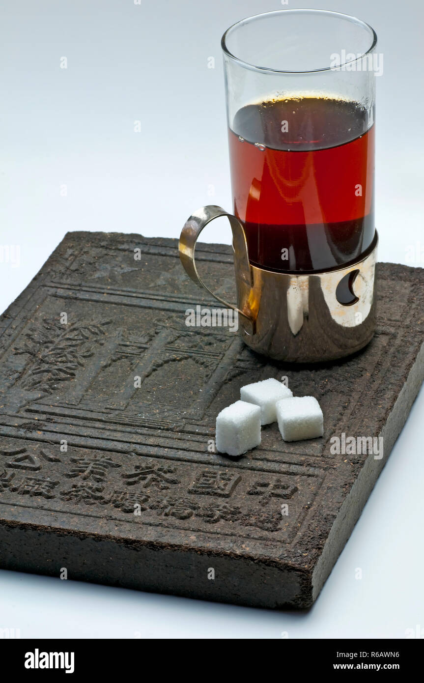 Tea With Tea-Brick Stock Photo - Alamy