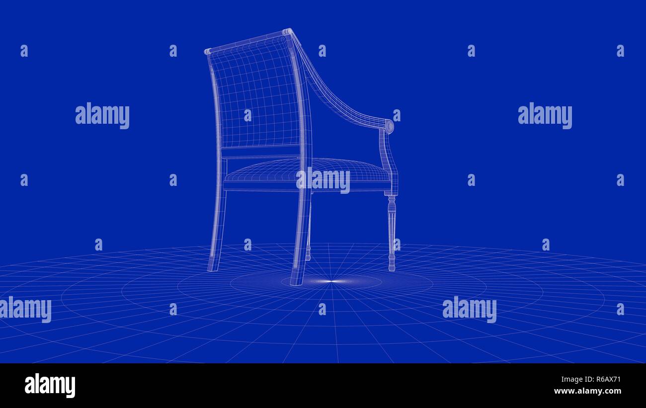 3d rendering of an outline chair object Stock Photo - Alamy