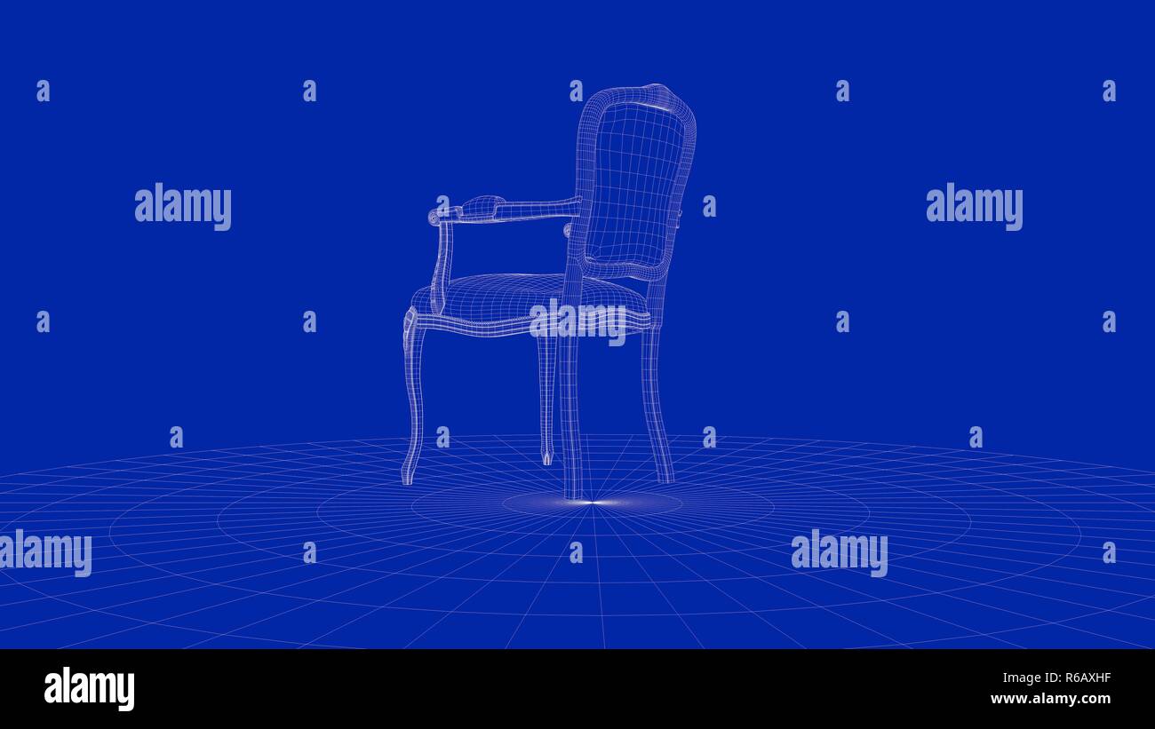 3d rendering of an outline chair object Stock Photo - Alamy