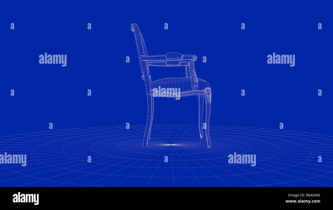 3d rendering of an outline chair object Stock Photo - Alamy