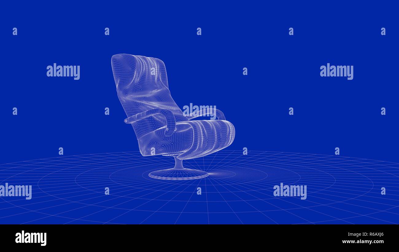 3d rendering of an outline chair object Stock Photo - Alamy