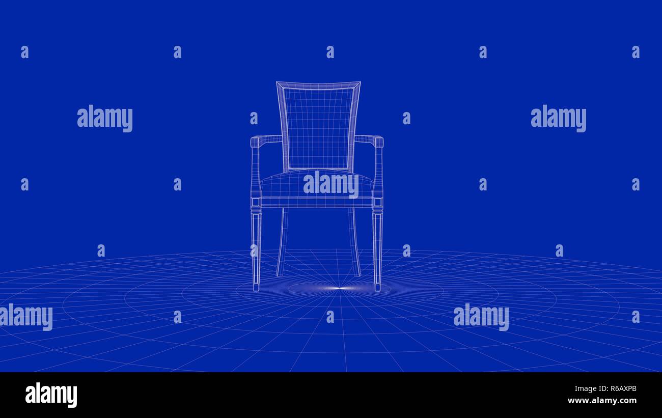 3d rendering of an outline chair object Stock Photo - Alamy
