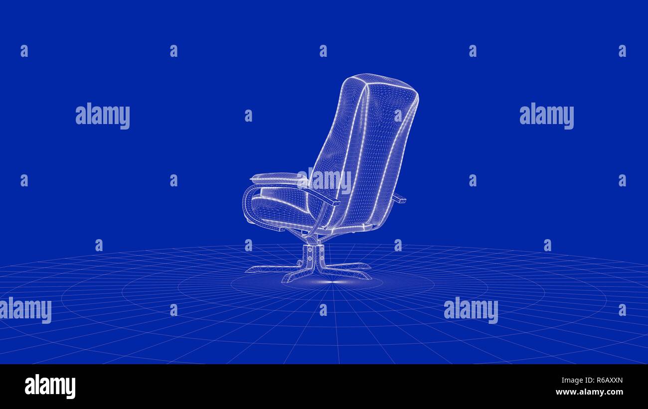 3d rendering of an outline chair object Stock Photo - Alamy