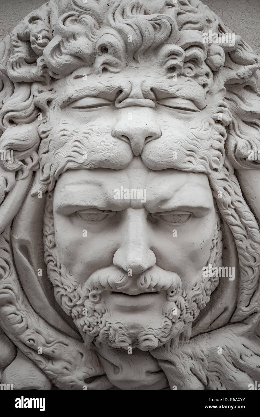 Ancient Roman warrior in lion skin with hunting arrows as gatekeeper ...