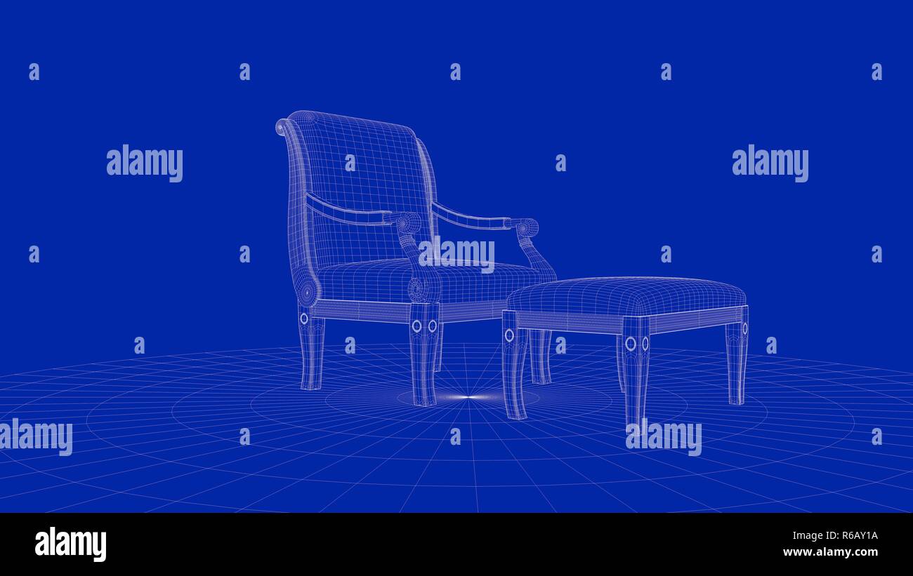 3d rendering of an outline chair object Stock Photo - Alamy