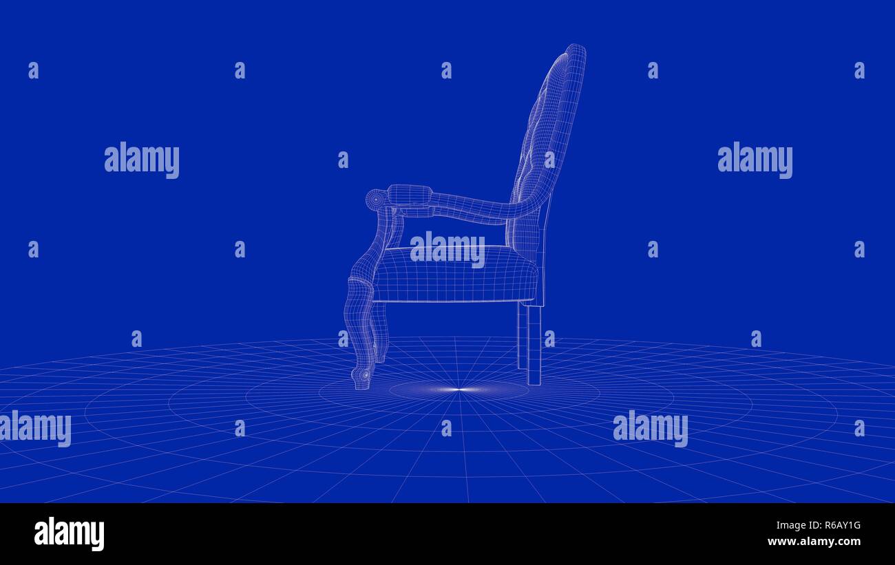 3d rendering of an outline chair object Stock Photo - Alamy