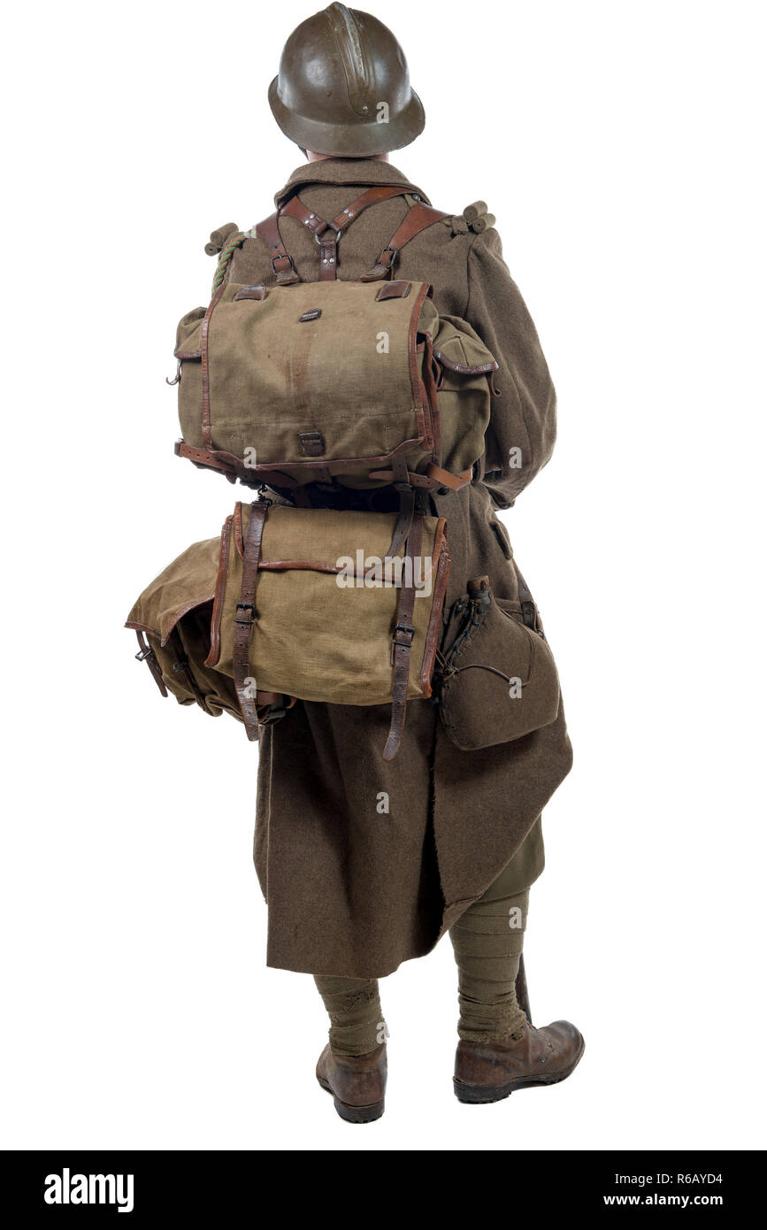 french soldier 1940 isolated on white background, back view Stock Photo ...