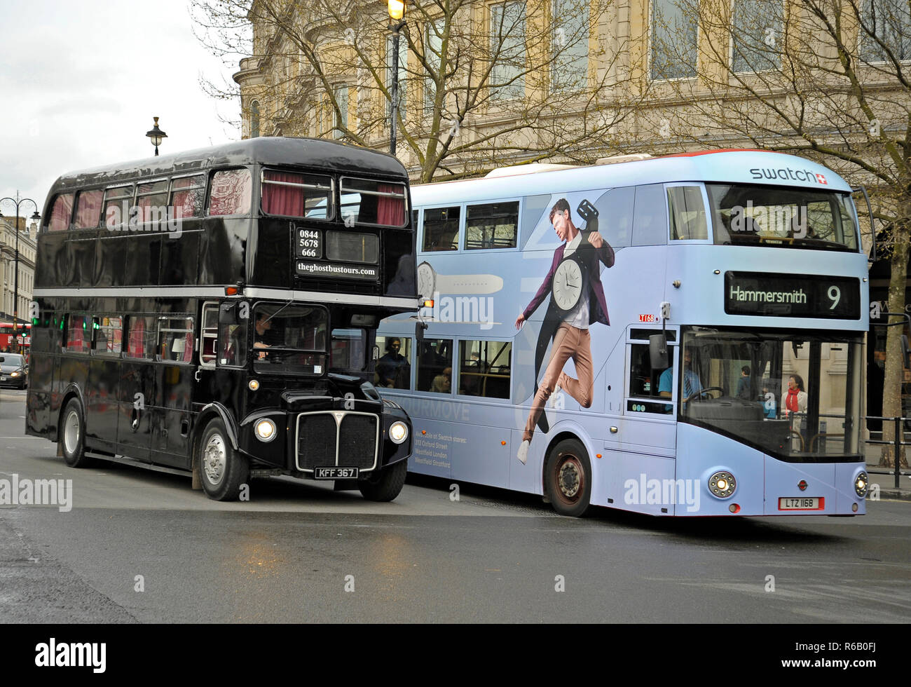 Old and New Buses in London Stock Photo - Alamy