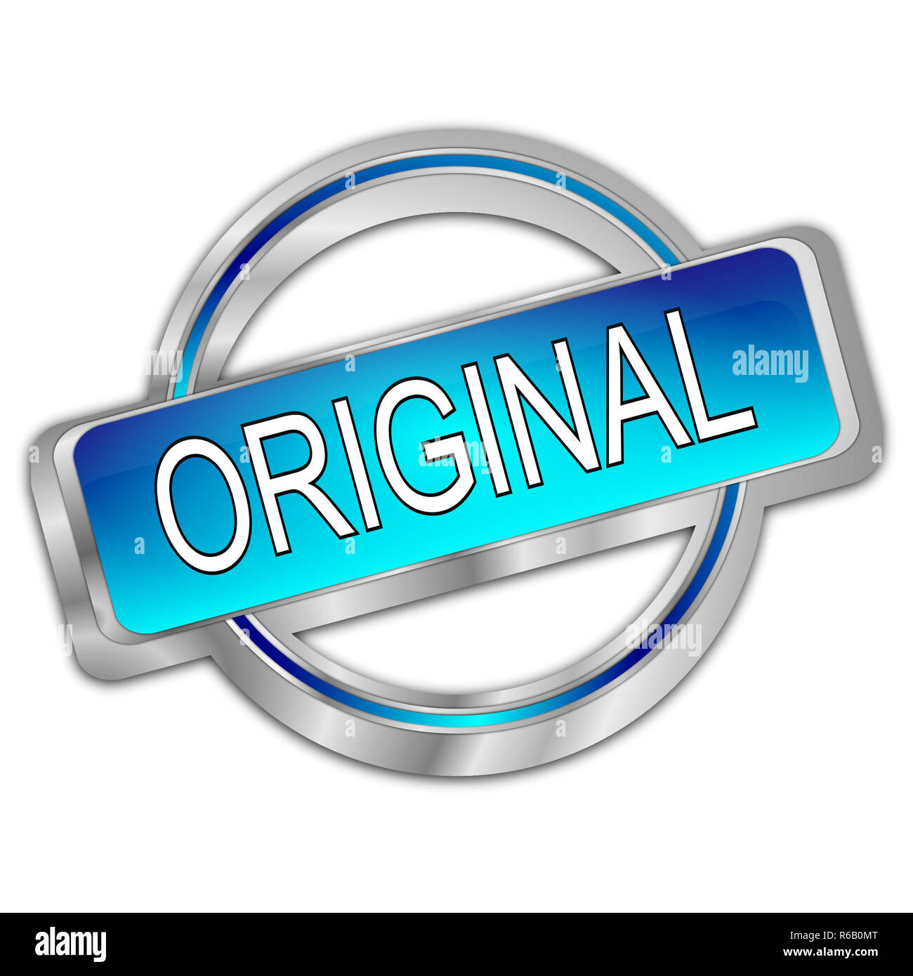 decorative silver glossy blue Original button - 3D illustration Stock ...