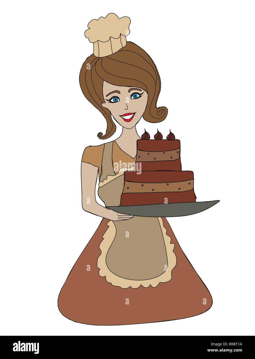 housewife serving cake with cream Stock Photo - Alamy