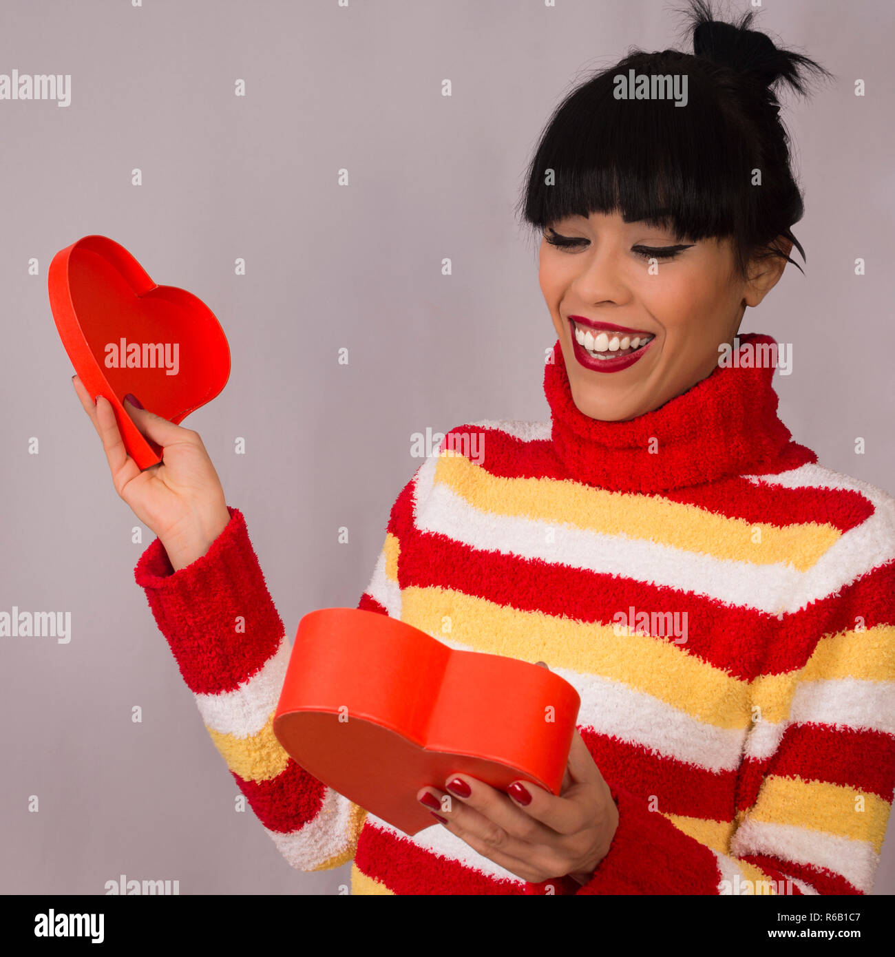 woman gets gift Stock Photo - Alamy
