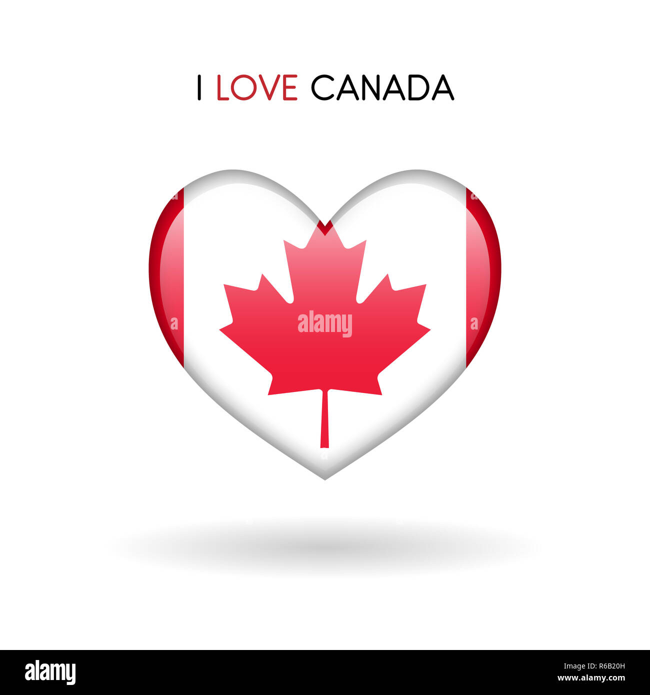 Love Canada symbol. Flag Heart Glossy icon Stock Photo - Alamy