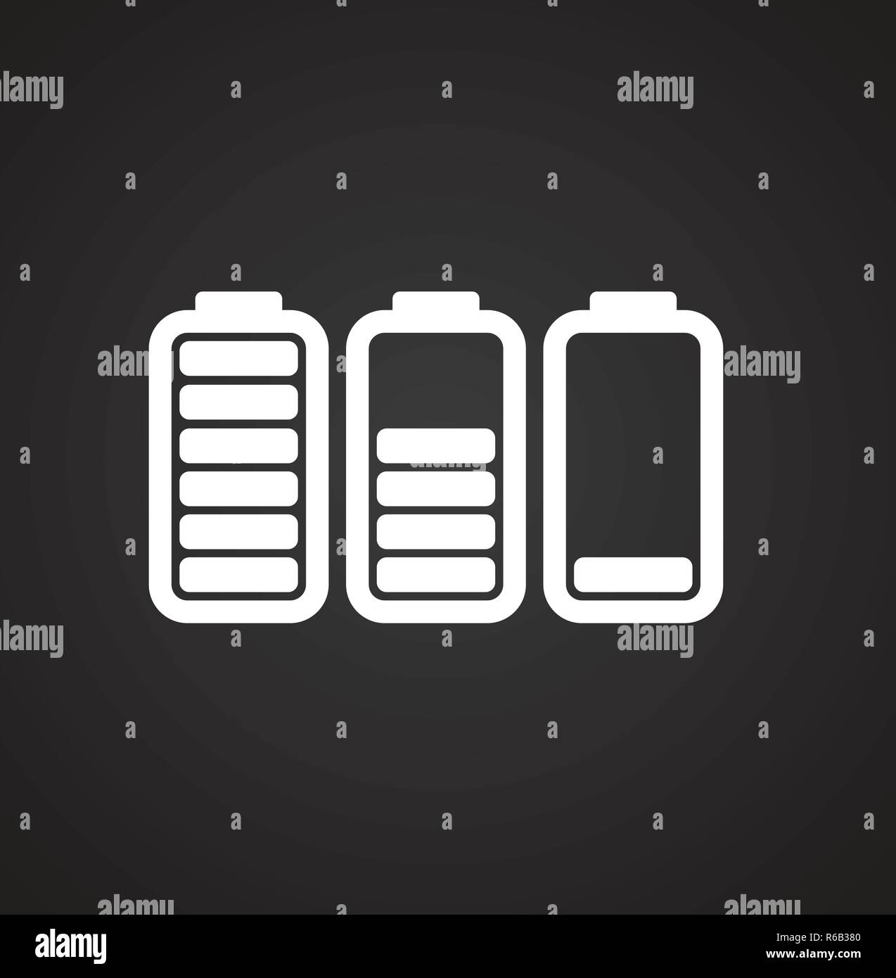 Drone battery charge icon on black background for graphic and web ...