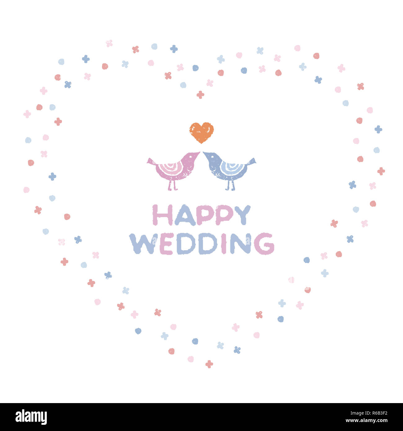 Wedding heart shaped wreath with little flowers and birds Stock Photo ...